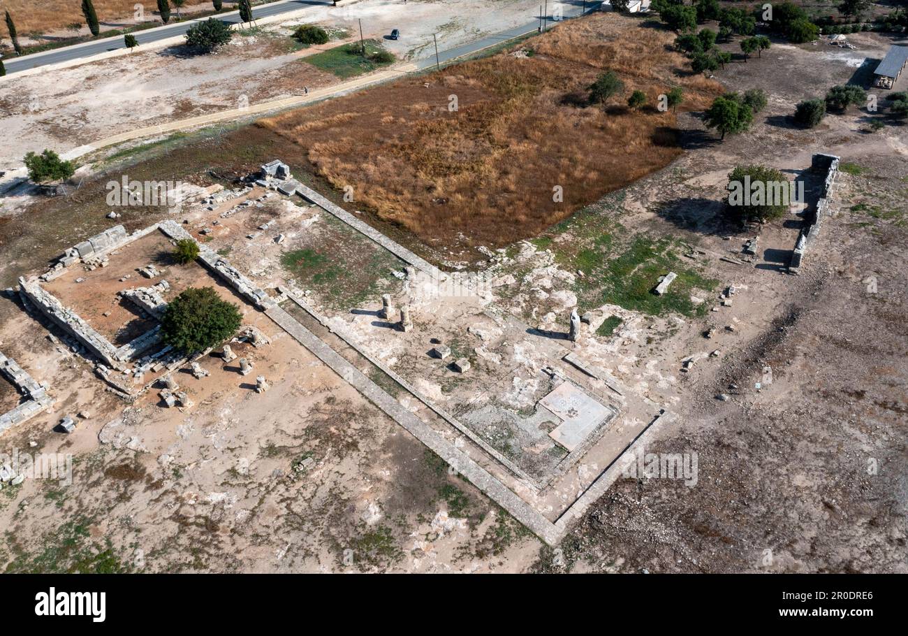 Aerial view of the Sanctuary of Aphrodite, Kouklia village, Cyprus ...
