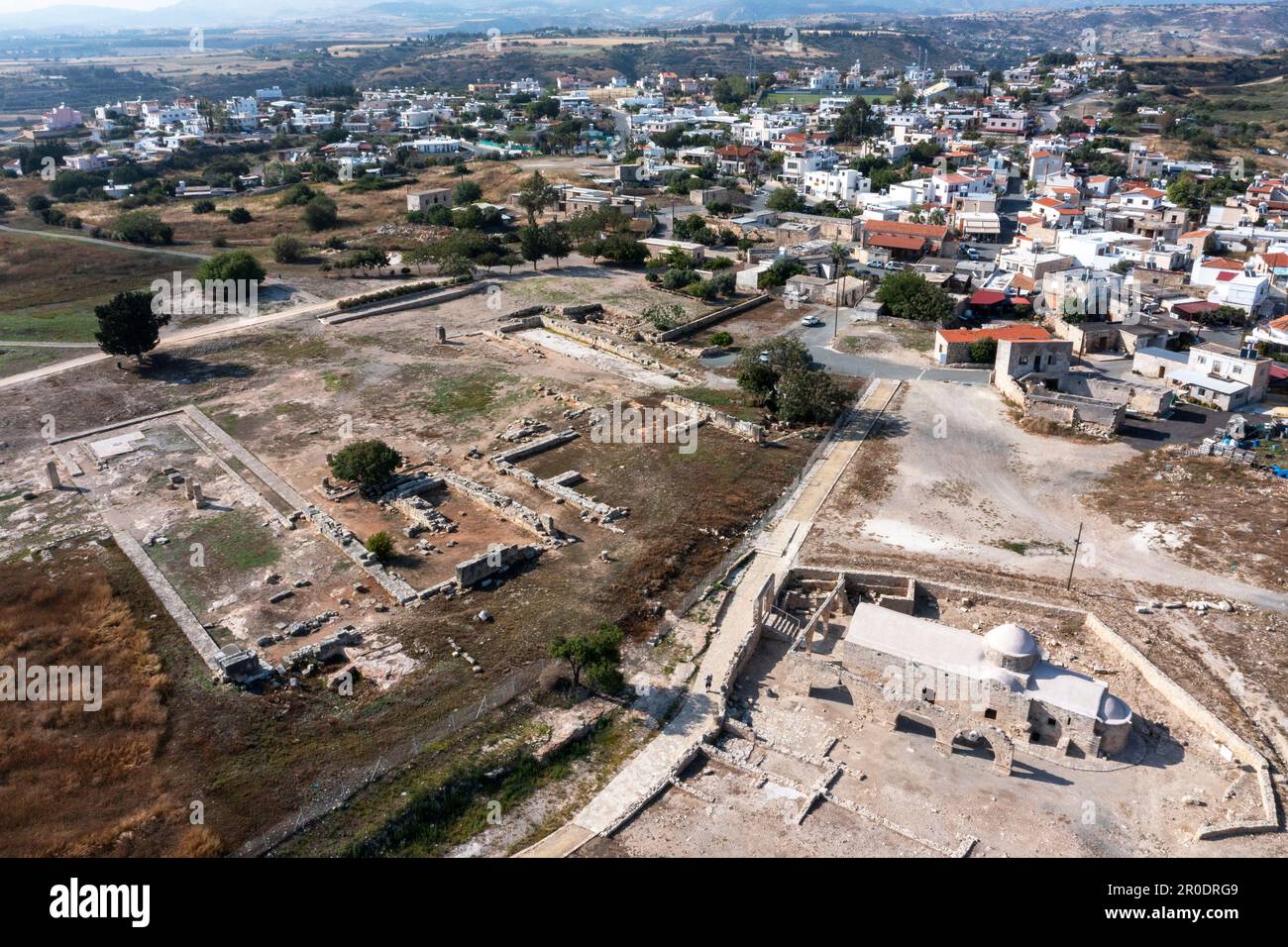 Aerial view of the Sanctuary of Aphrodite, Kouklia village, Cyprus ...