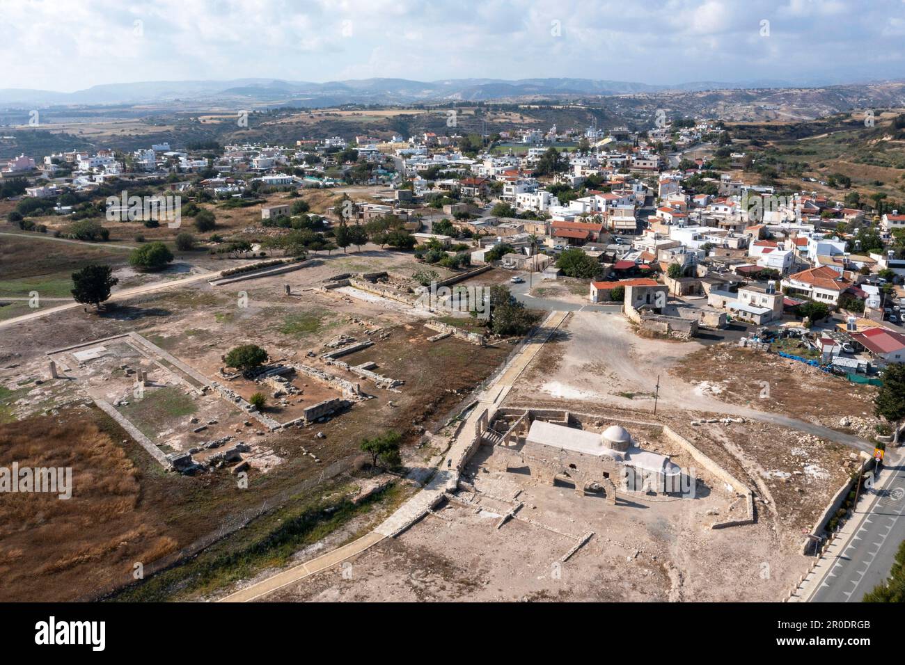 Aerial view of the Sanctuary of Aphrodite, Kouklia village, Cyprus ...
