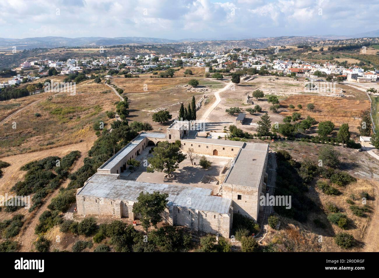Aerial view of the Sanctuary of Aphrodite, Kouklia village, Cyprus ...