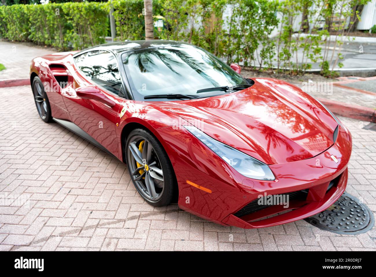 Miami Beach, Florida USA - April 18, 2021: red Ferrari 488 GTB ...