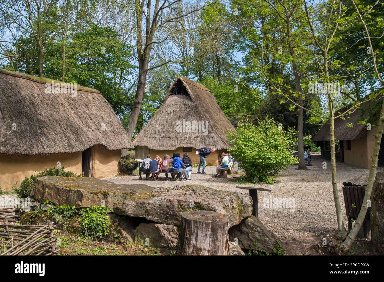 Reconstructed protohistoric settlement with Bronze and Iron Age houses ...