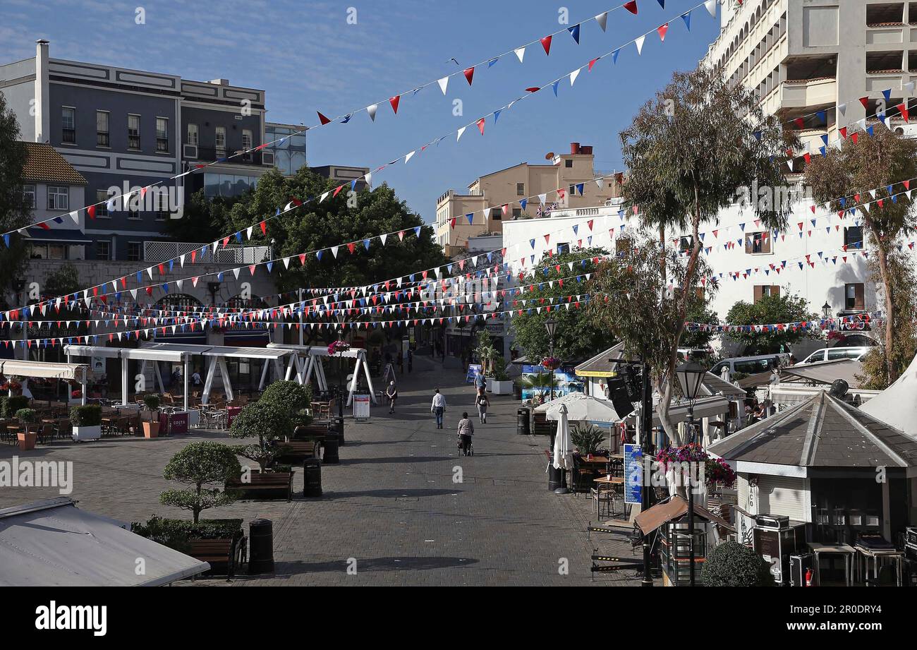 Detail of the Plaza Mayor, on May 8, 2023 in Gibraltar. 08 MAY 2023 ...