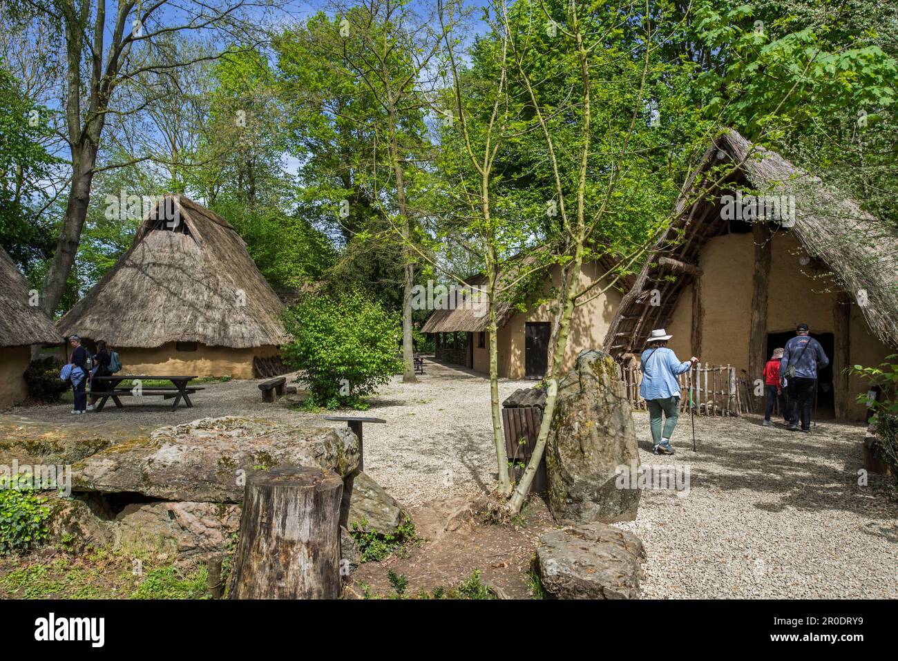 Reconstructed settlement with Neolithic, Bronze and Iron Age houses at ...