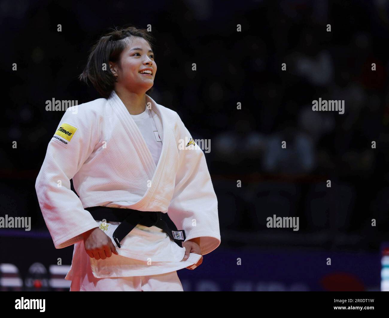 Uta Abe of Japan smiles during the final match of the women's -52 kg ...