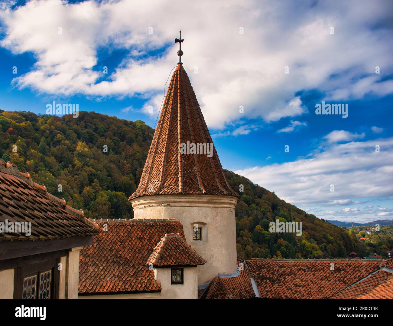Towers of Bran Castle in Brasov Stock Photo - Alamy