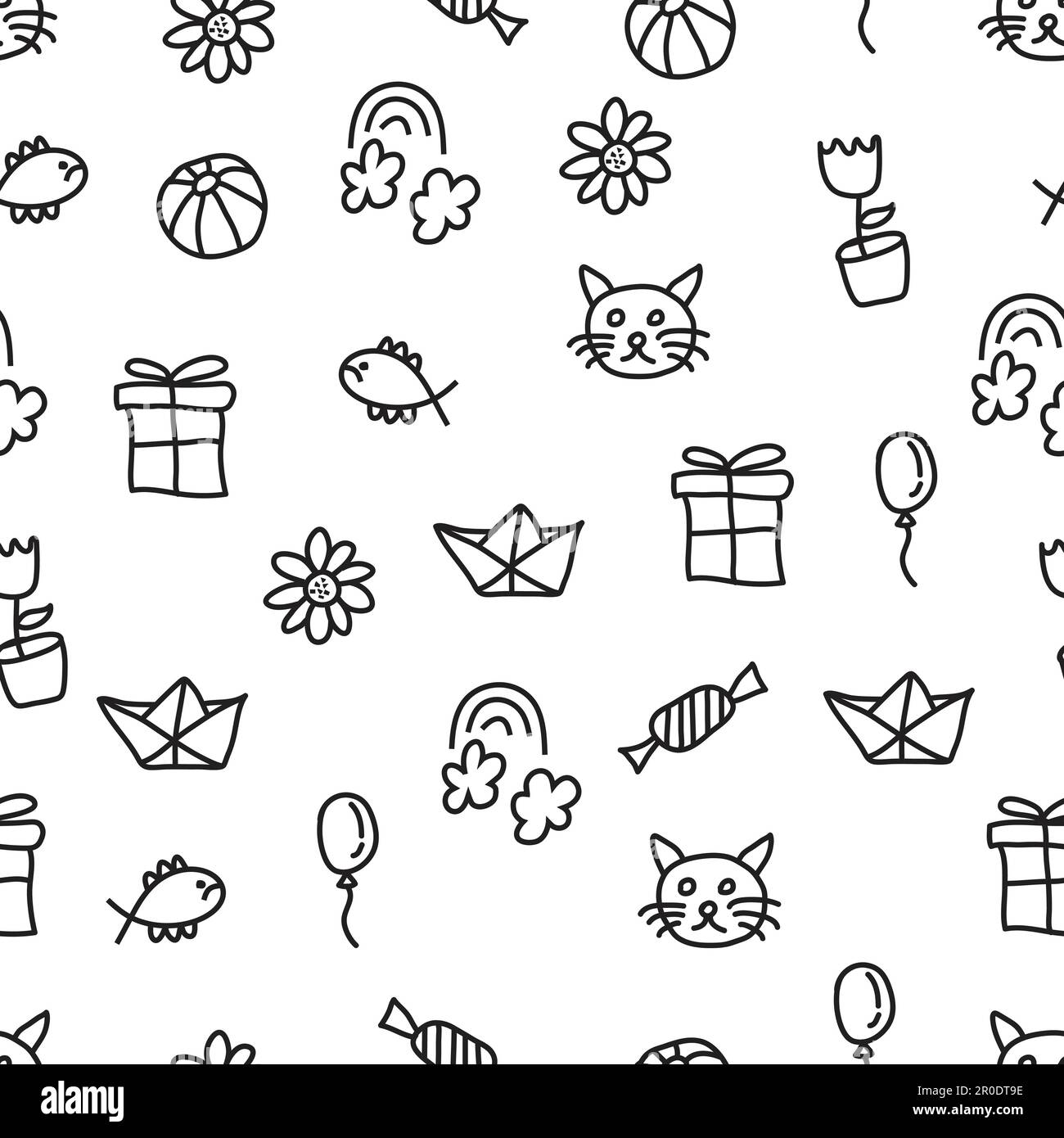 Doodle Art Seamless Pattern Stock Vector Image & Art - Alamy