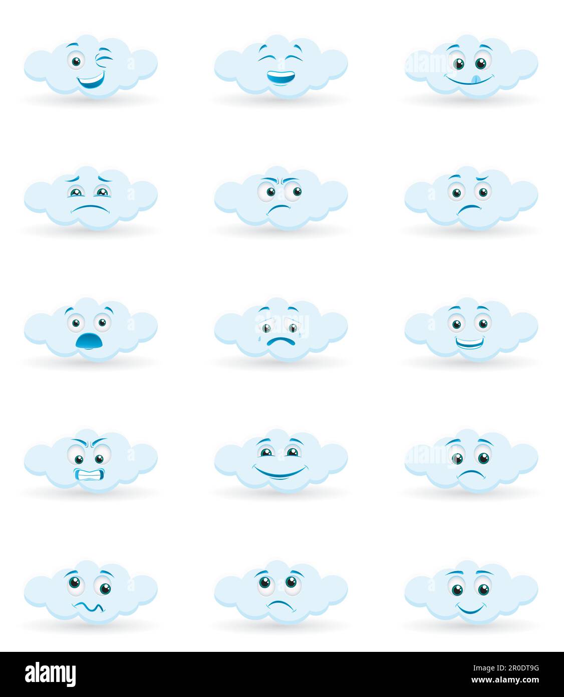 Vector illustration of a cloud with different emotions on the face ...