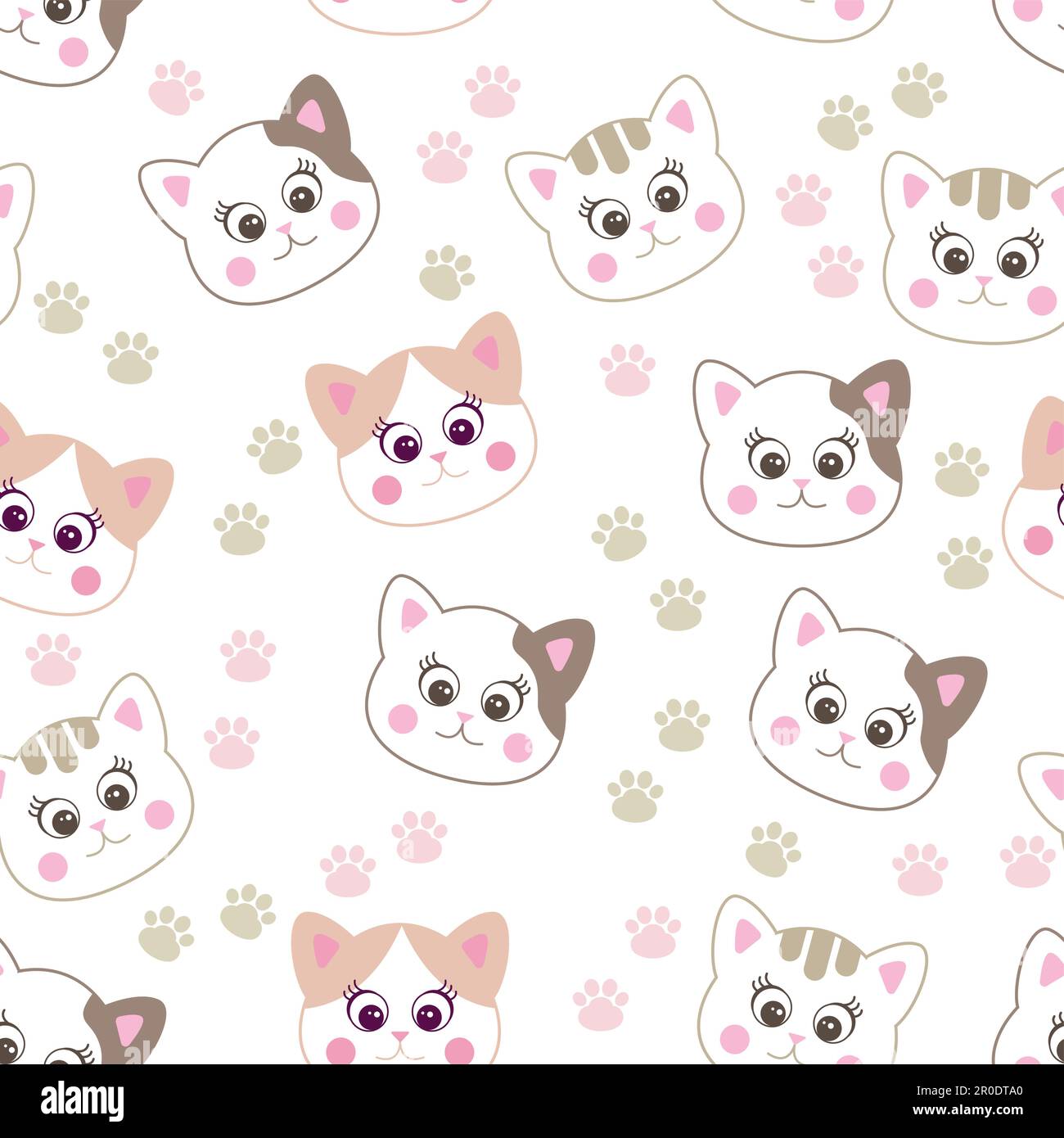 seamless vector pattern with cats. wallpaper with cats Stock Vector ...