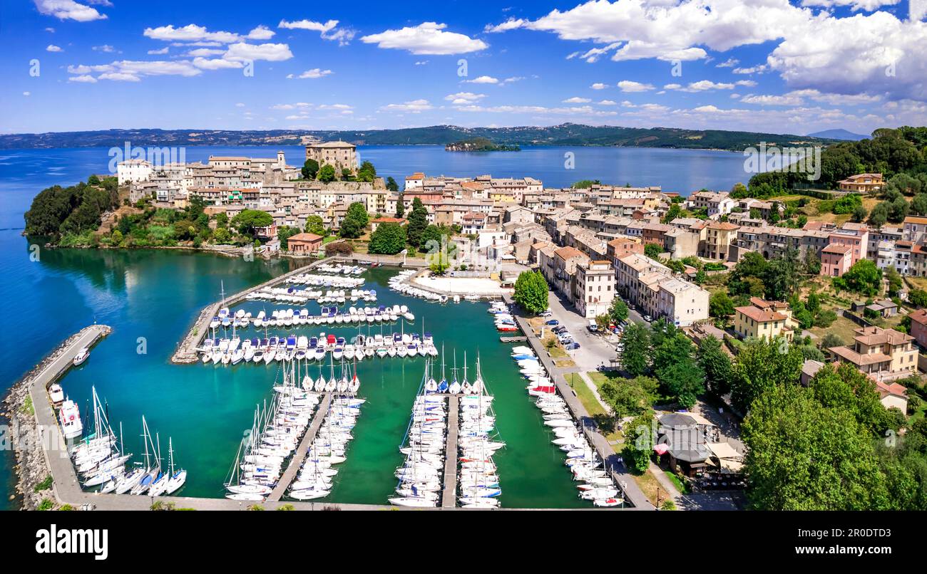 Scenic lakes of Italy - beautiful Bolsena. aerial panoramic view of ...