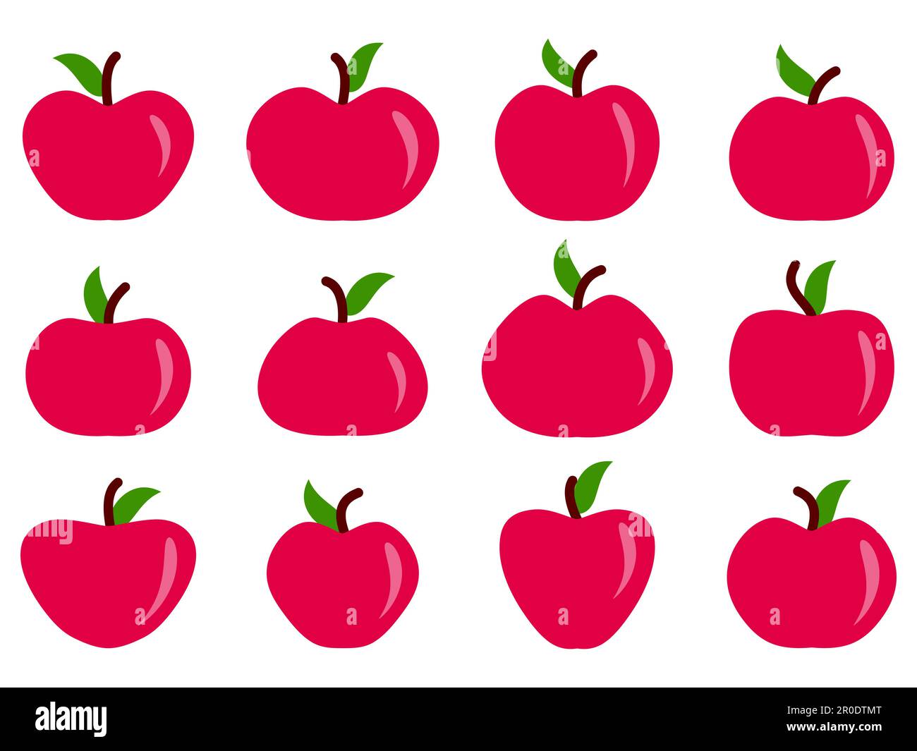 Red Apples Set Isolated On White Background Red Apple With One Leaf