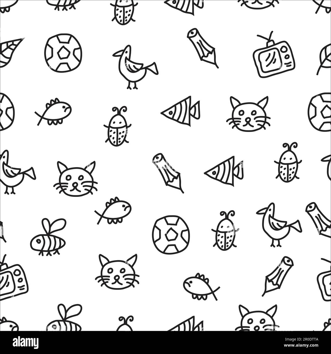 Doodle Art Seamless Pattern Stock Vector Image & Art - Alamy
