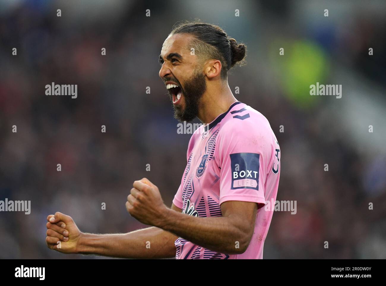 Everton's Dominic Calvert-Lewin celebrates after Abdoulaye Doucoure ...