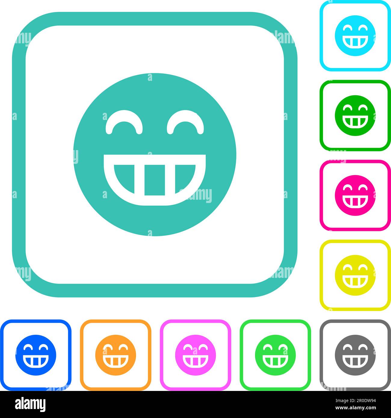 Laughing emoticon solid vivid colored flat icons in curved borders on ...