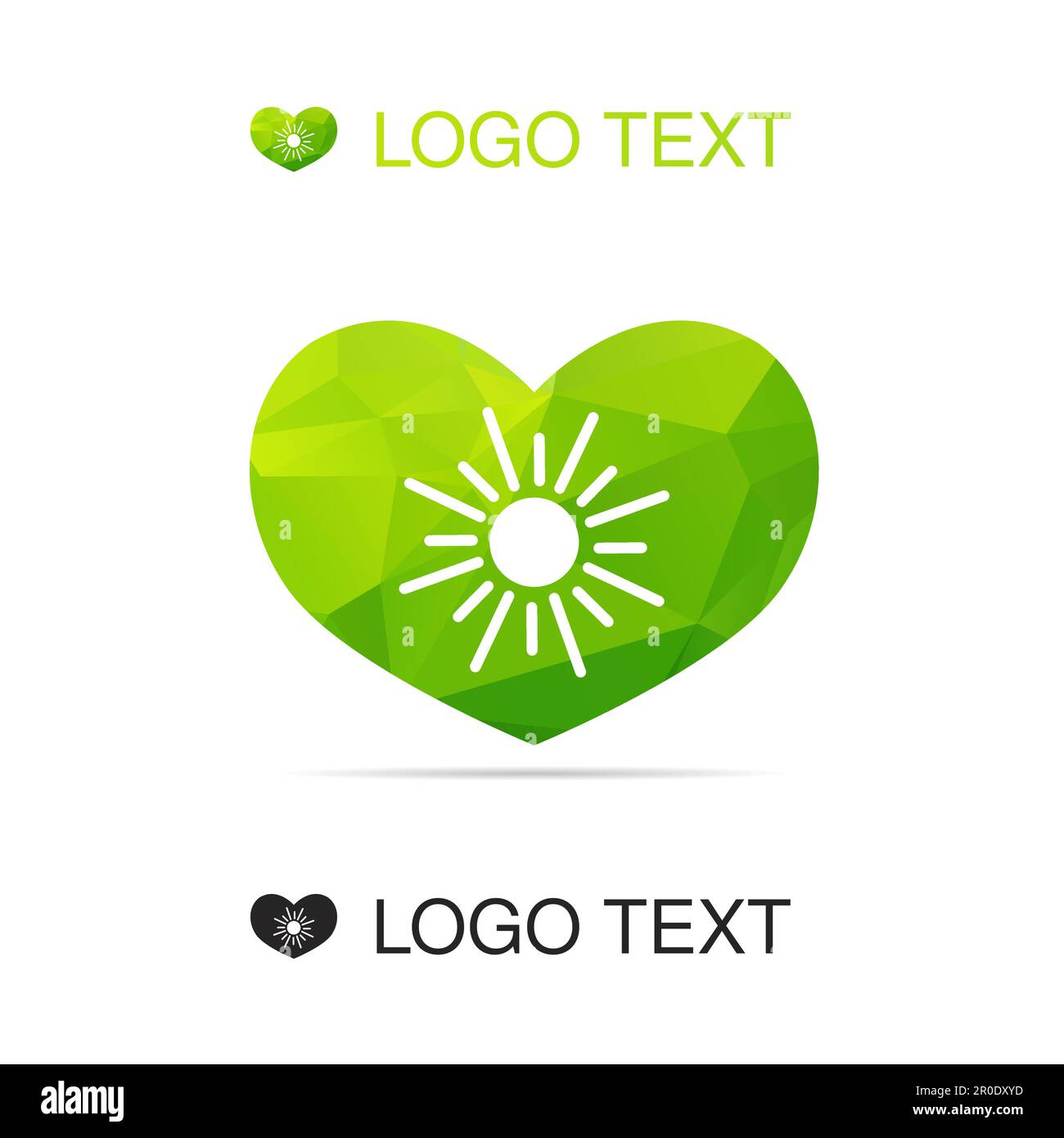 Triangle sun in heart. Warming symbol. Ecology and nature logo. Vector ...