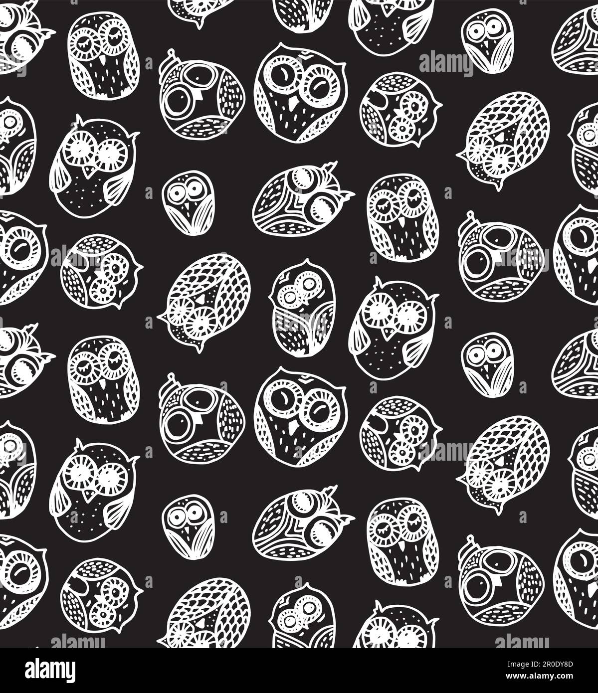 Hand Drawn Funny Owl. Owls seamless pattern for print, fabric, wrap ...