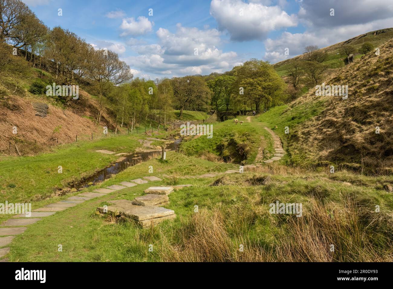 The packhorse bridge on the Standedge trail heading out of Marsden in ...