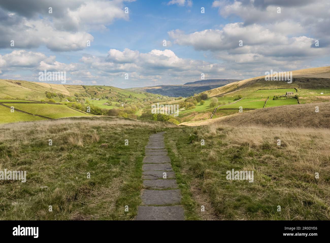 The packhorse bridge on the Standedge trail heading out of Marsden in ...