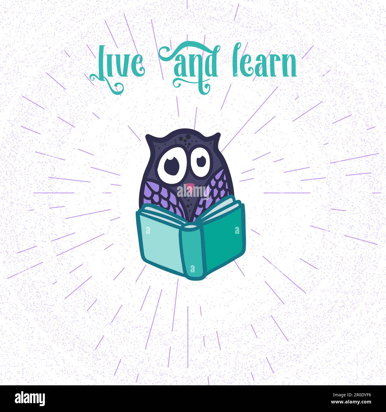 Hand Drawn Funny Owl with Book. Owls Learning subject for print, fabric ...