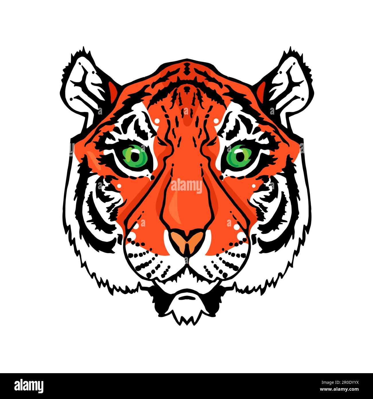 Illustration of isolated tiger head in vintage style for textiles ...