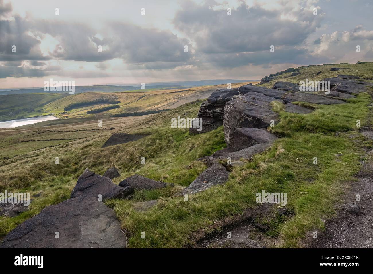 . The packhorse bridge on the Standedge trail heading out of Marsden in ...