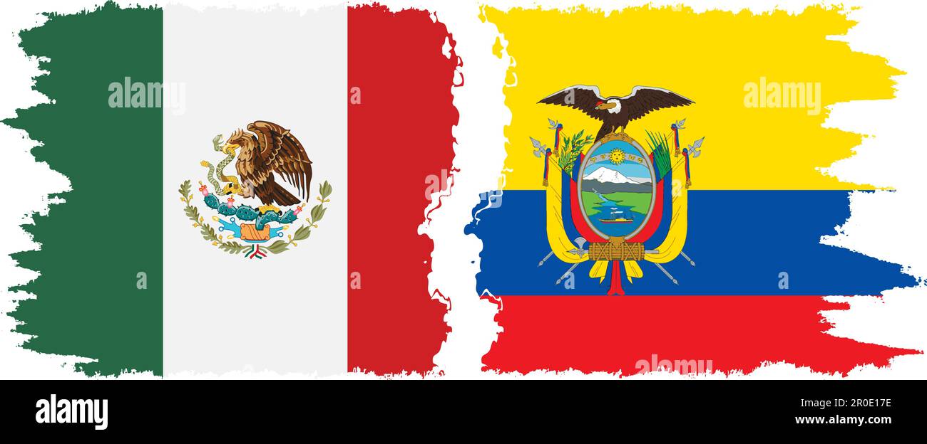 Ecuador and Mexico grunge flags connection, vector Stock Vector Image ...