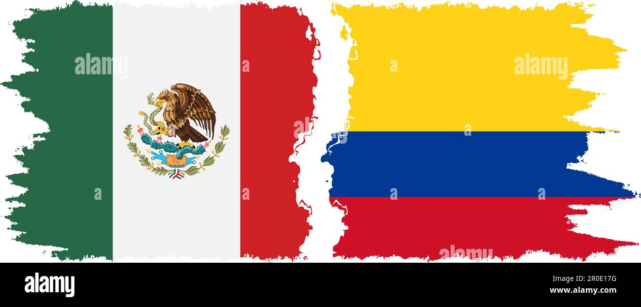 Colombia and Mexico grunge flags connection, vector Stock Vector Image ...