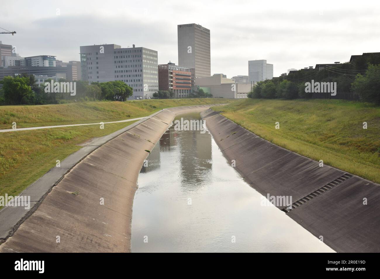 Beautiful Houston City of US with a canal going right from the middle ...