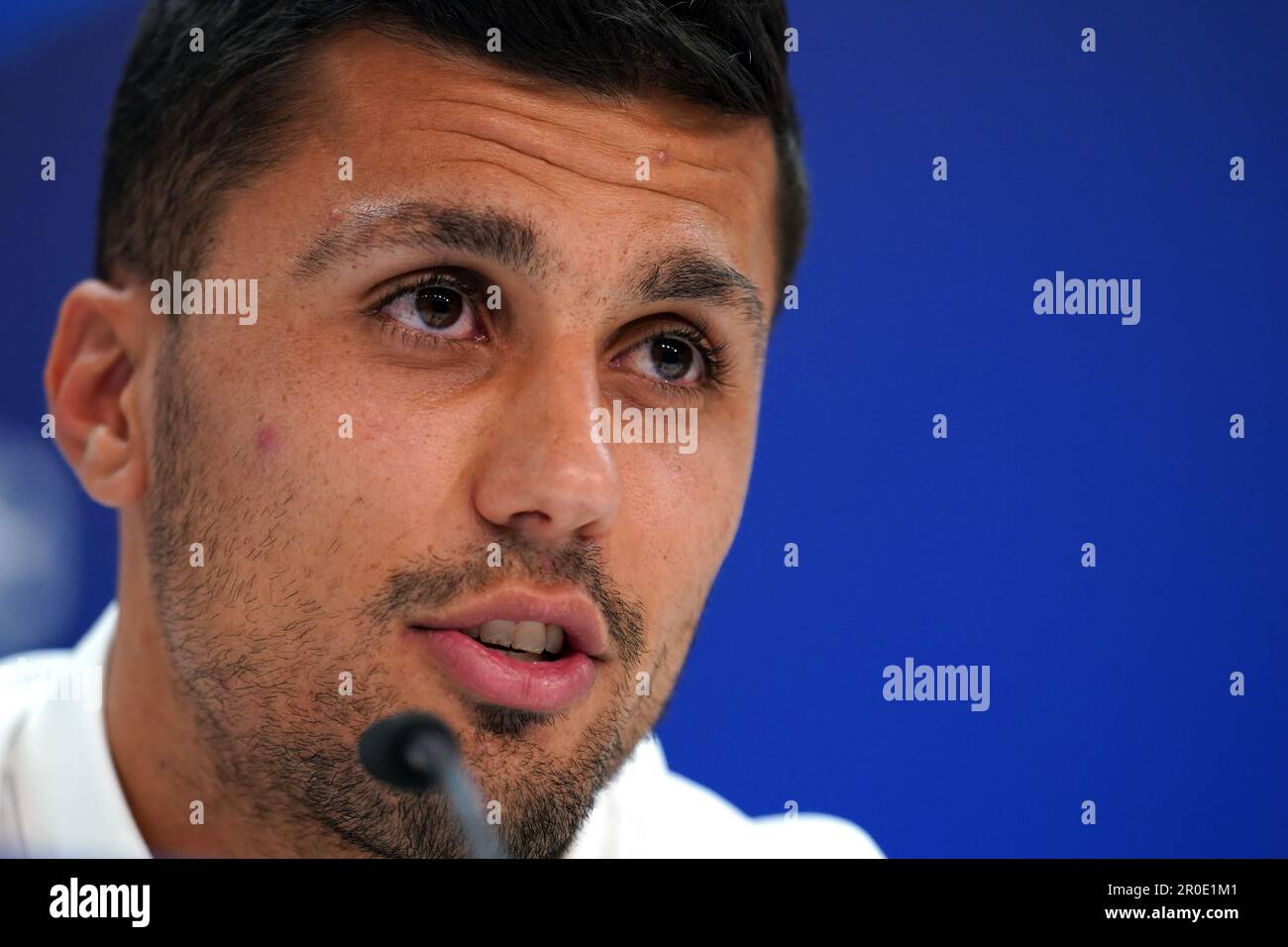 Manchester City's Rodri during a press conference at the Santiago ...
