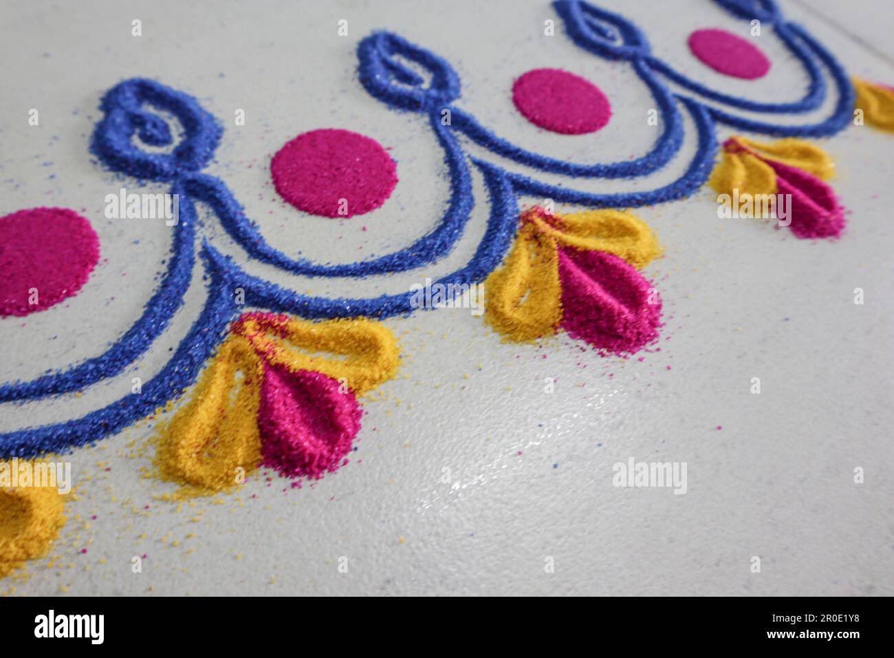Beautiful multicolored Rangoli design. Border rangolis handmade sand ...