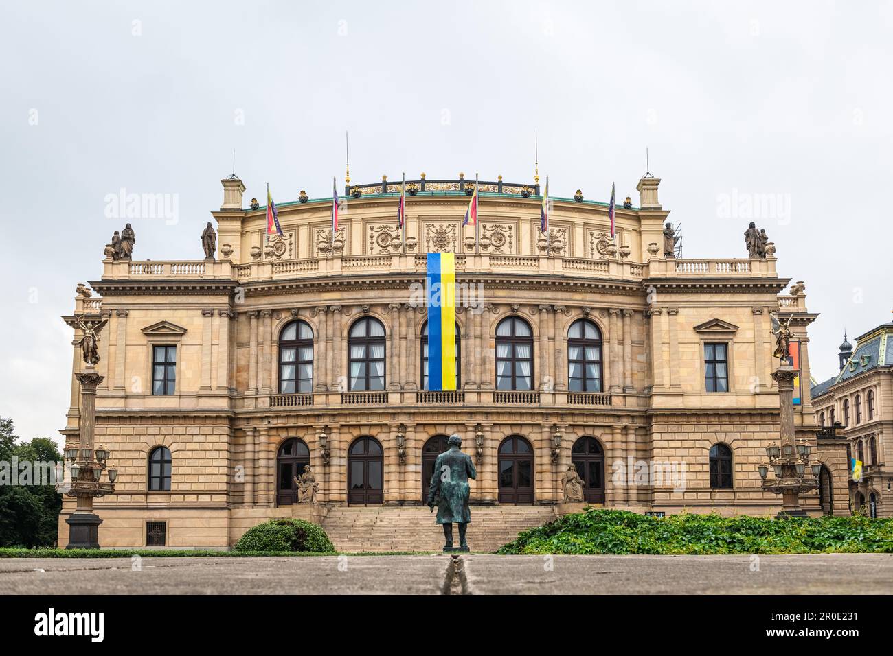 Facade of the Rudolfinum building in Prague (ca. 1885), Czech Republic ...