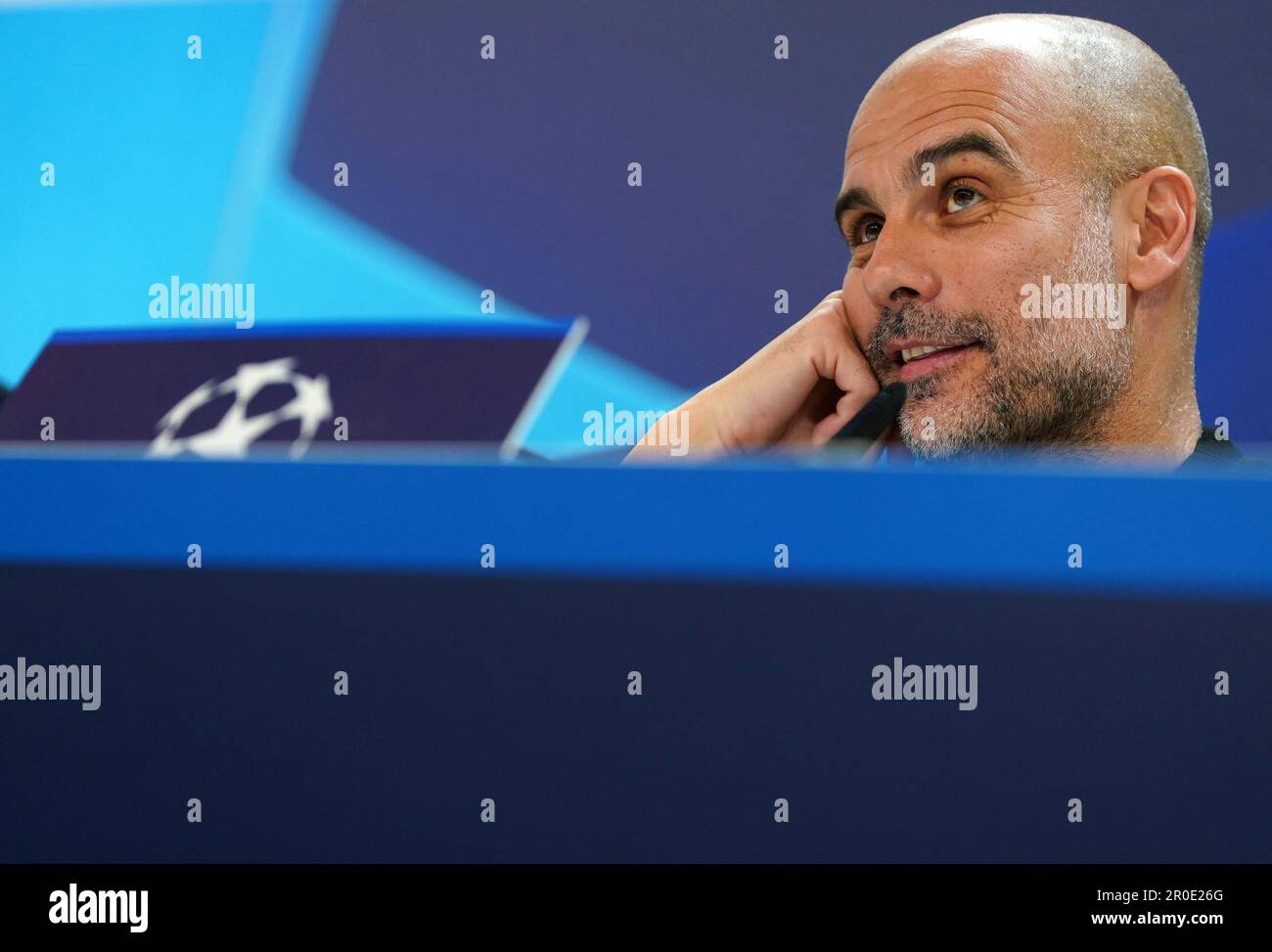 Manchester City manager Pep Guardiola during a press conference at the ...
