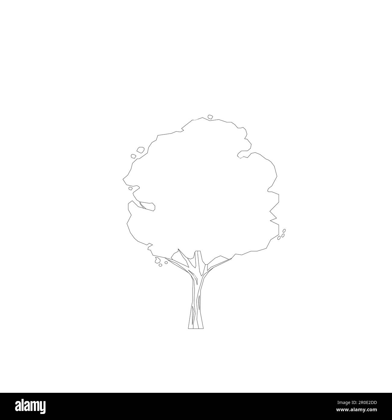 tree line drawing, Side view, graphics trees elements single object outline minimal plant symbol ...
