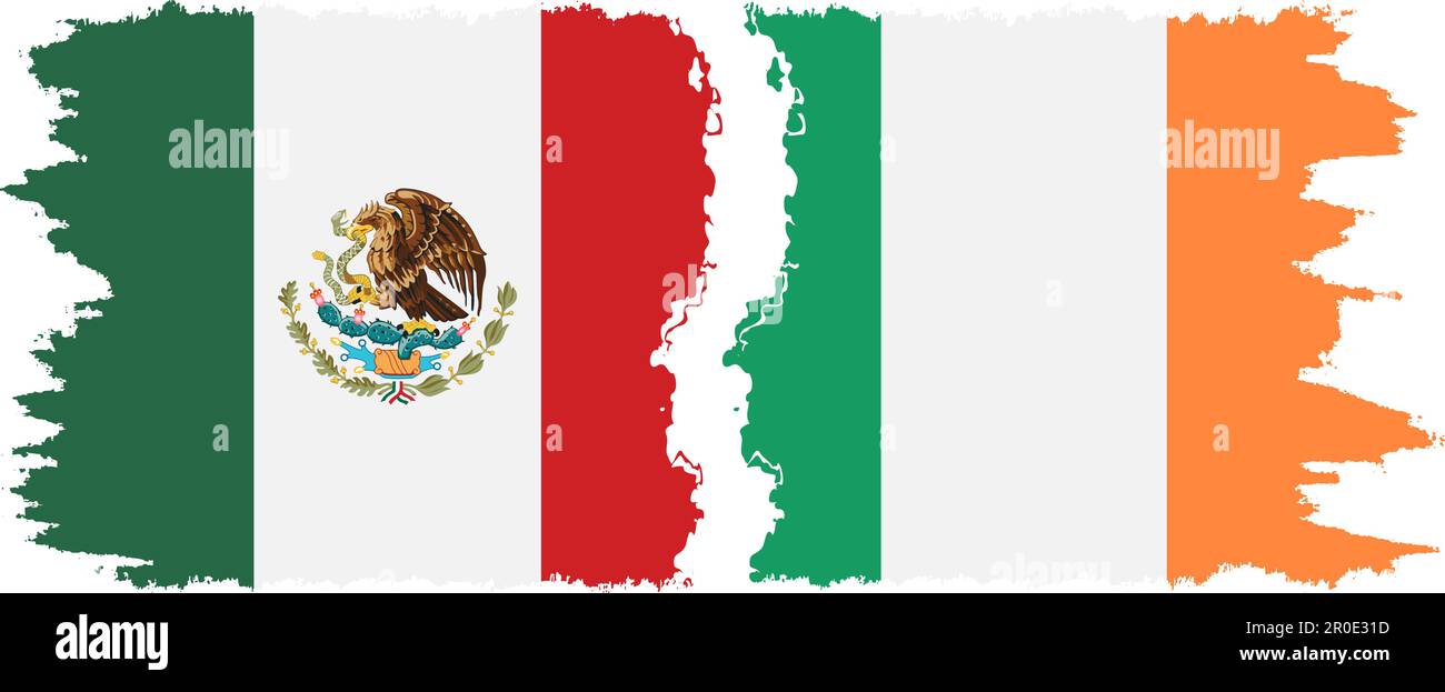 Ireland and Mexico grunge flags connection, vector Stock Vector Image ...