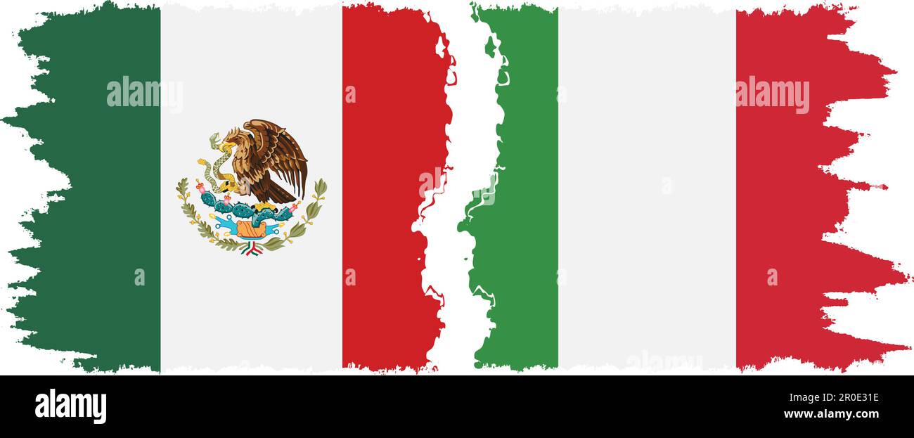 Italy and Mexico grunge flags connection, vector Stock Vector Image ...