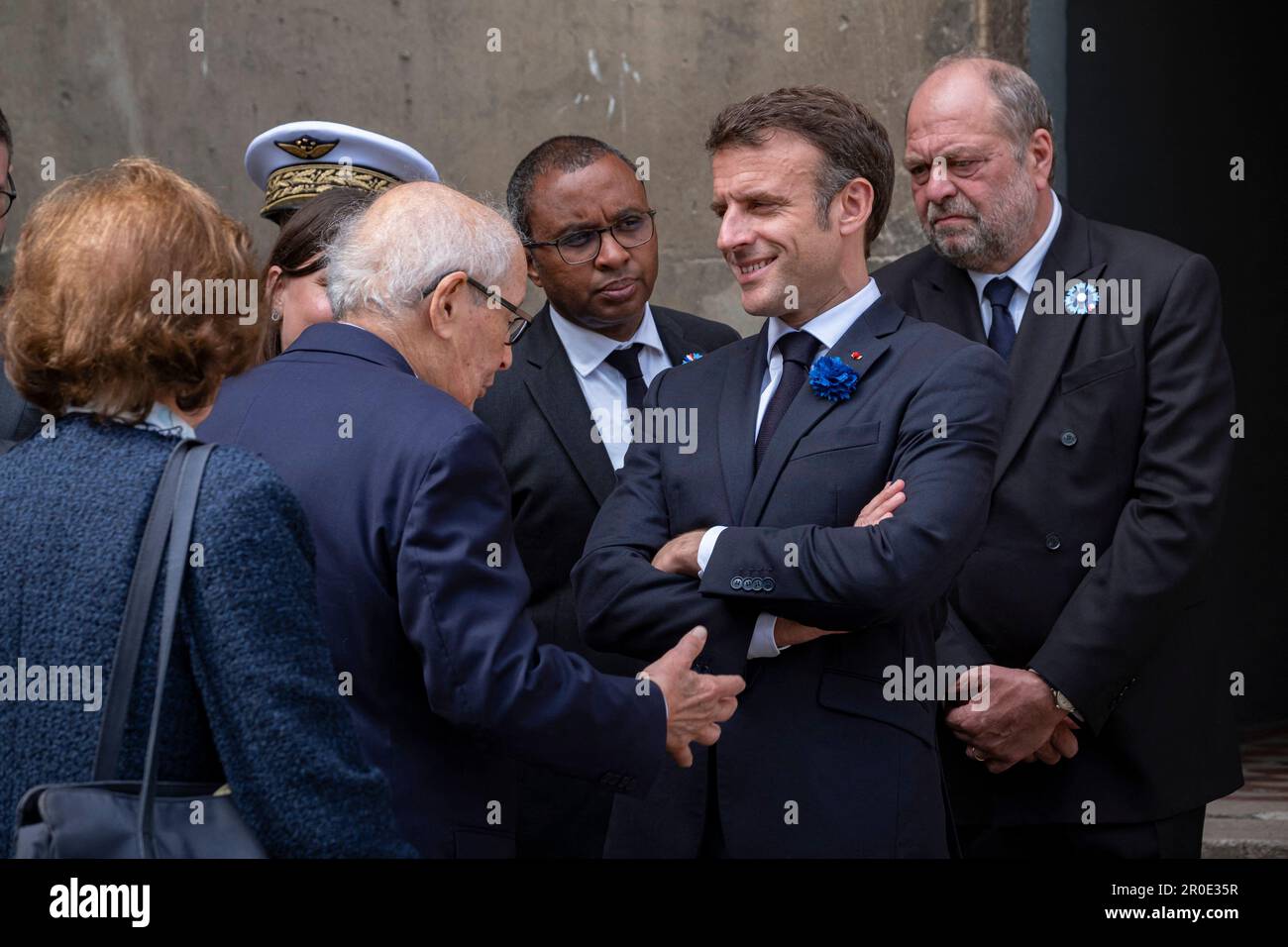 Lyon, France. 08th May, 2023. Mr. Emmanuel Macron pays tribute to Jean ...