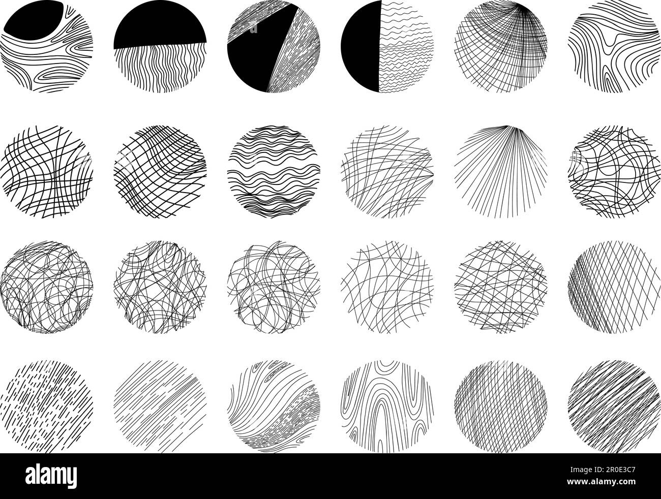 Big collection of round linear abstract backgrounds or patterns. Vector ...