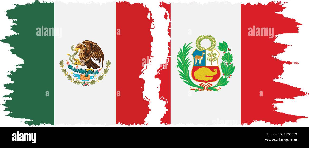 Peru and Mexico grunge flags connection, vector Stock Vector Image ...