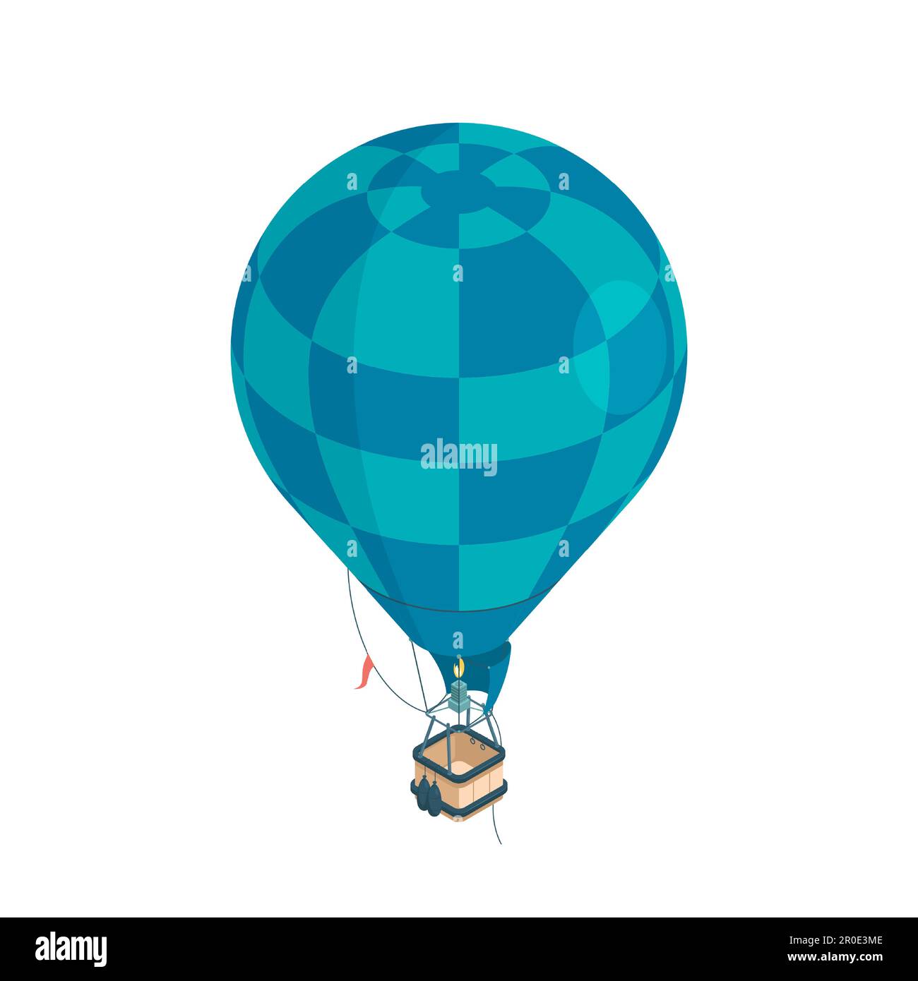 Hot-air balloon. Blue checkered hot-air balloon. Isometric vector illustration Stock Vector ...