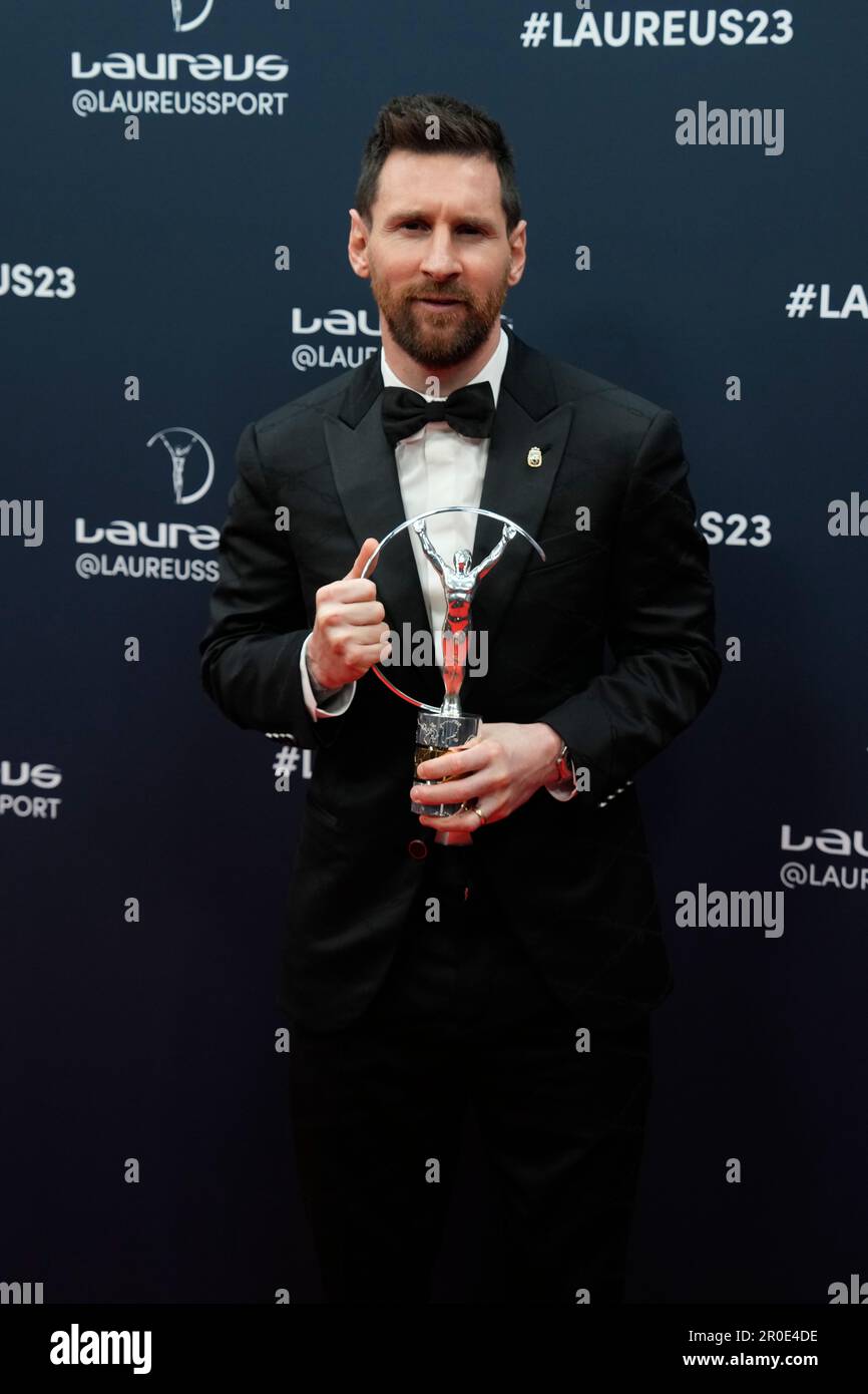 Argentine soccer player Lionel Messi poses after he was presented the ...