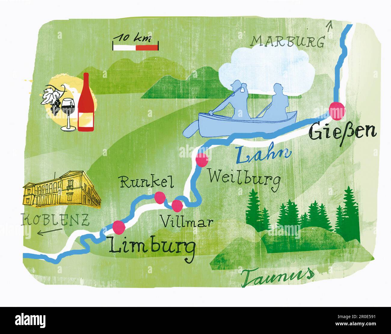 A map of the Lahnlandschaft Stock Photo - Alamy