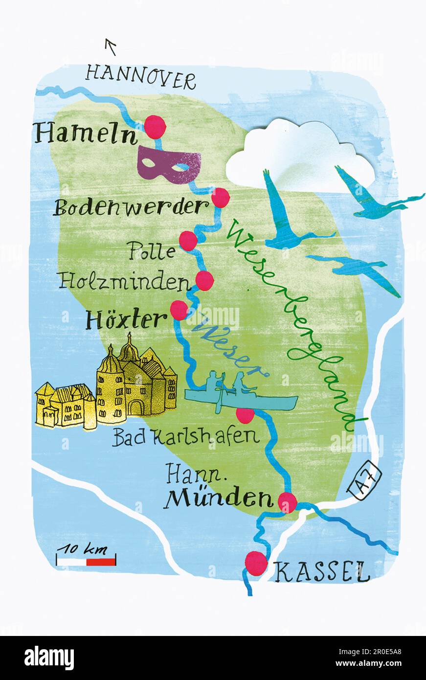 A map of the Weserlandschaft Stock Photo - Alamy