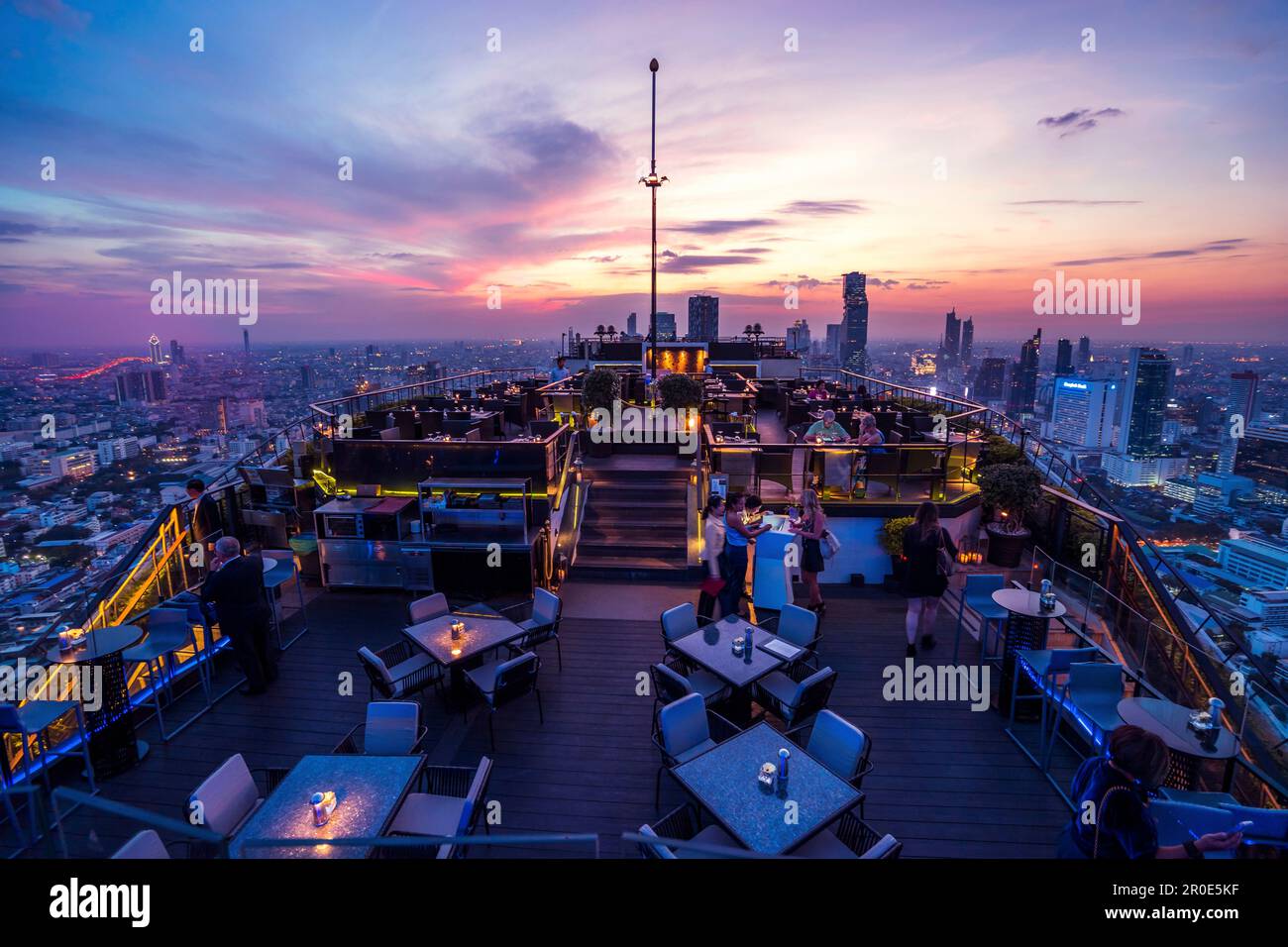 The Moon Bar, shaped like the prow of a ship at Banyan Tree Hotel, Bangkok, Thailand Stock Photo ...