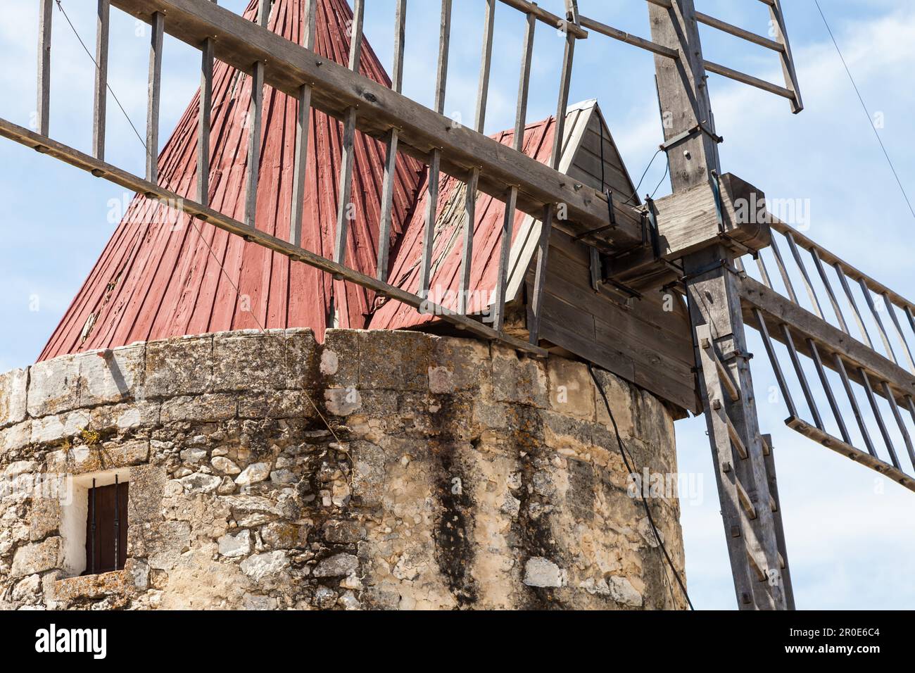 Provence region, France. Fontvieille old mill, made of stone and wood ...