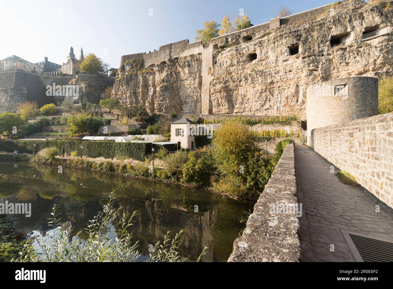 The Alzette river with the casemates (Casemates du Bock), Grund ...