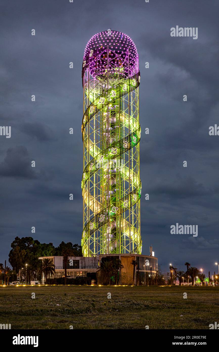 The Alphabet Tower, Batumi, Georgia Stock Photo - Alamy