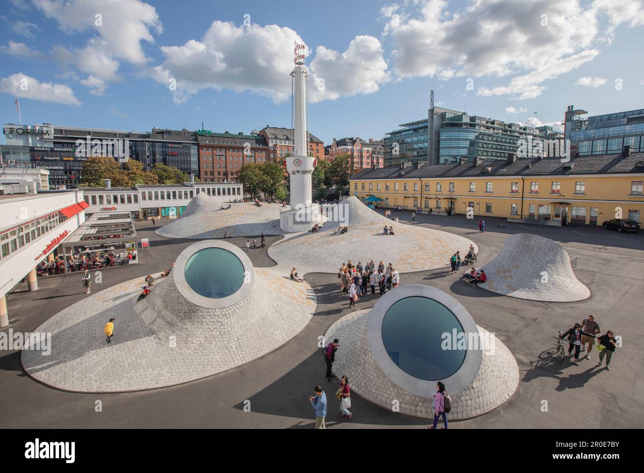 The domes of the underground Museum Amos Rex, Lasipalatsi Square ...