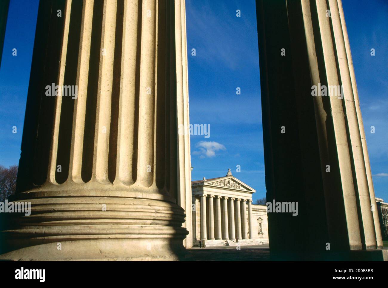 View trough columns on Koenigsplatz, Munich, Bavaria, Germany Stock ...