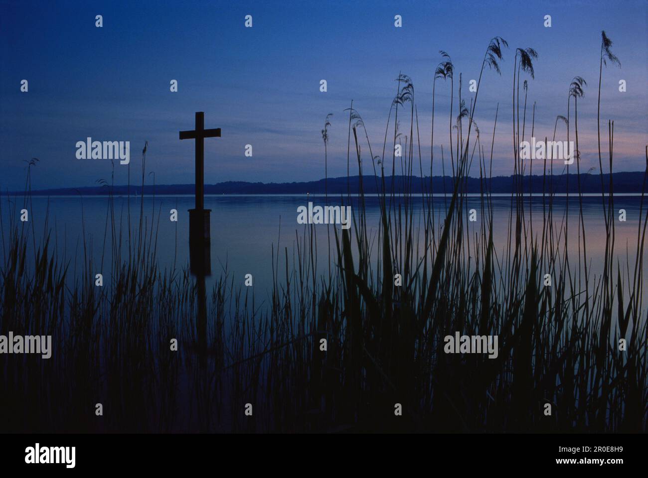 Cross of remembrance for King Ludwig II, Starnberger See, Upper Bavaria ...
