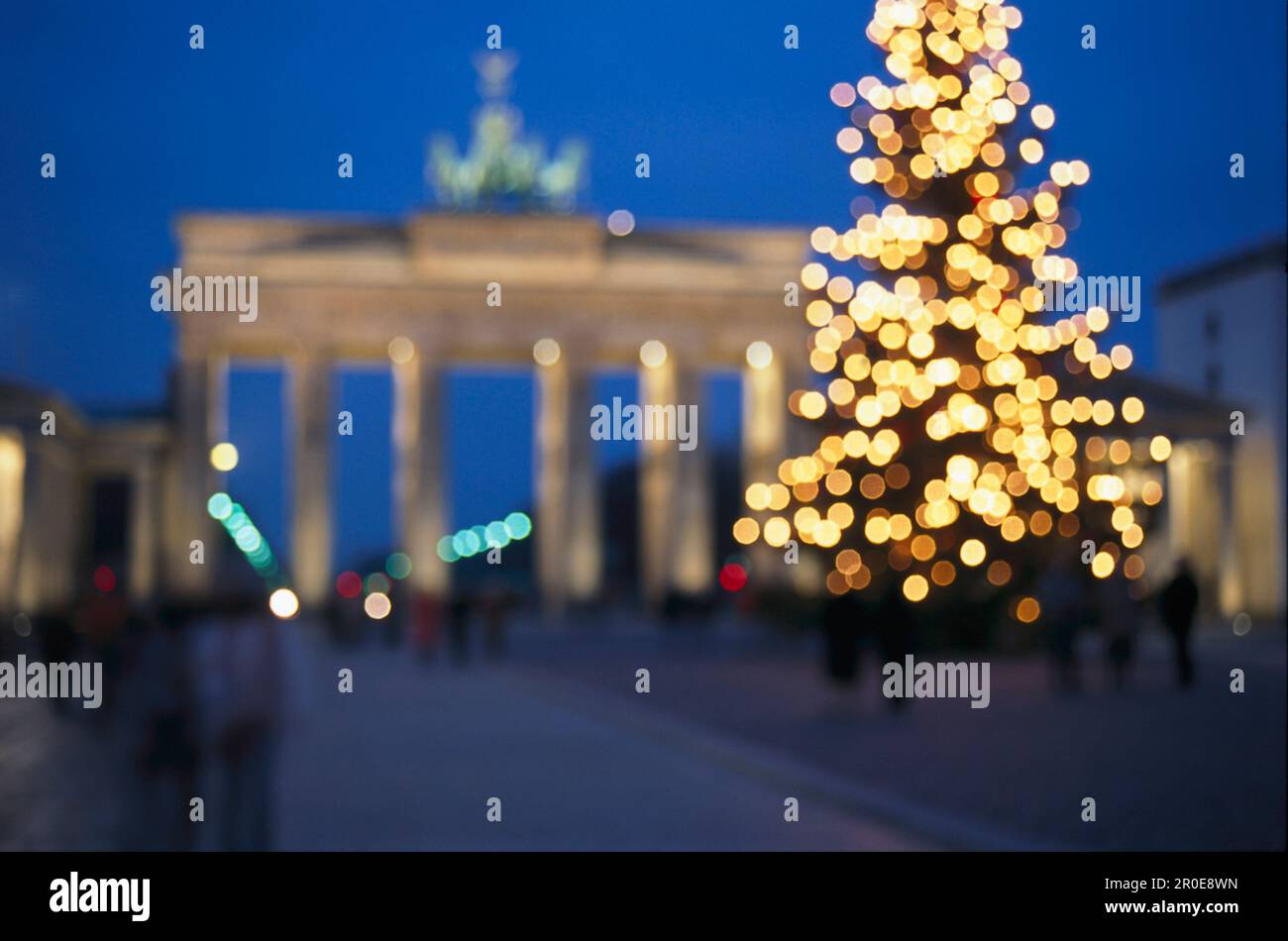 Christmas tree in front of Brandenburger Gate, Berlin, Germany Stock ...